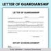 Letter of Guardianship, Child Care Agreement, Temporary Guardianship, Guardianship, Parent Child ...
