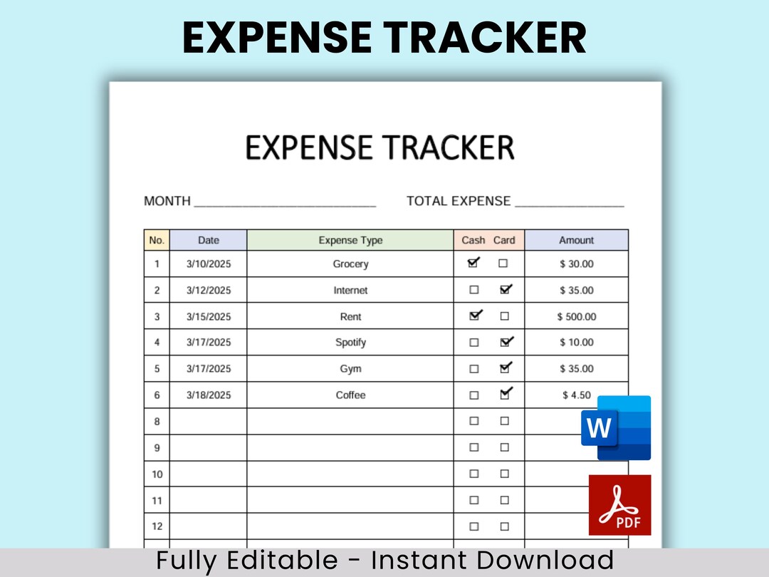 Expense Tracker, Expense Report, Personal Expense Tracker, Spending ...