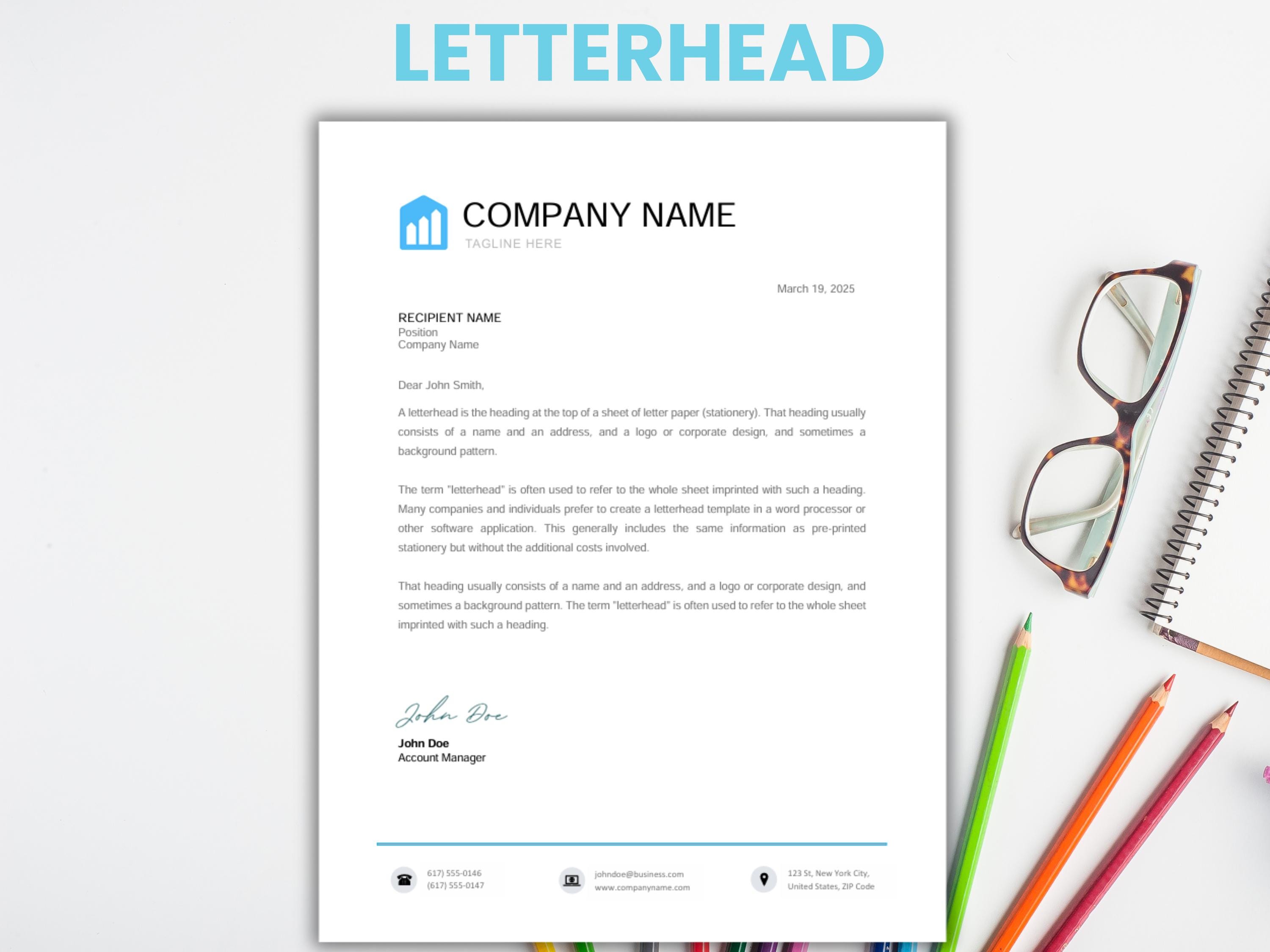 Company Letterhead, Letterhead Template, Business Letterhead ...