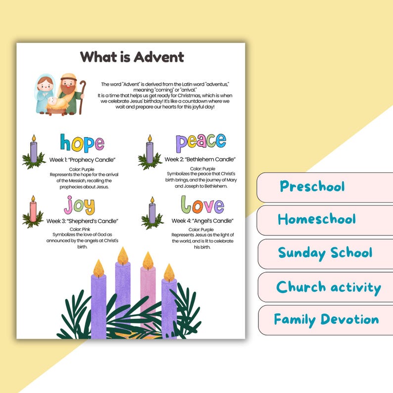Advent Coloring Pages, Advent Activity for Kids, Sunday School, Advent ...