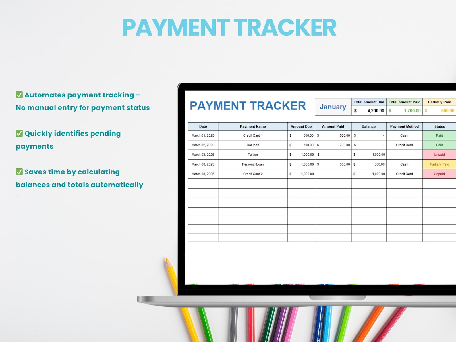 Payment Tracker, Payment Tracker Spreadsheet Excel, Payment Spreadsheet ...