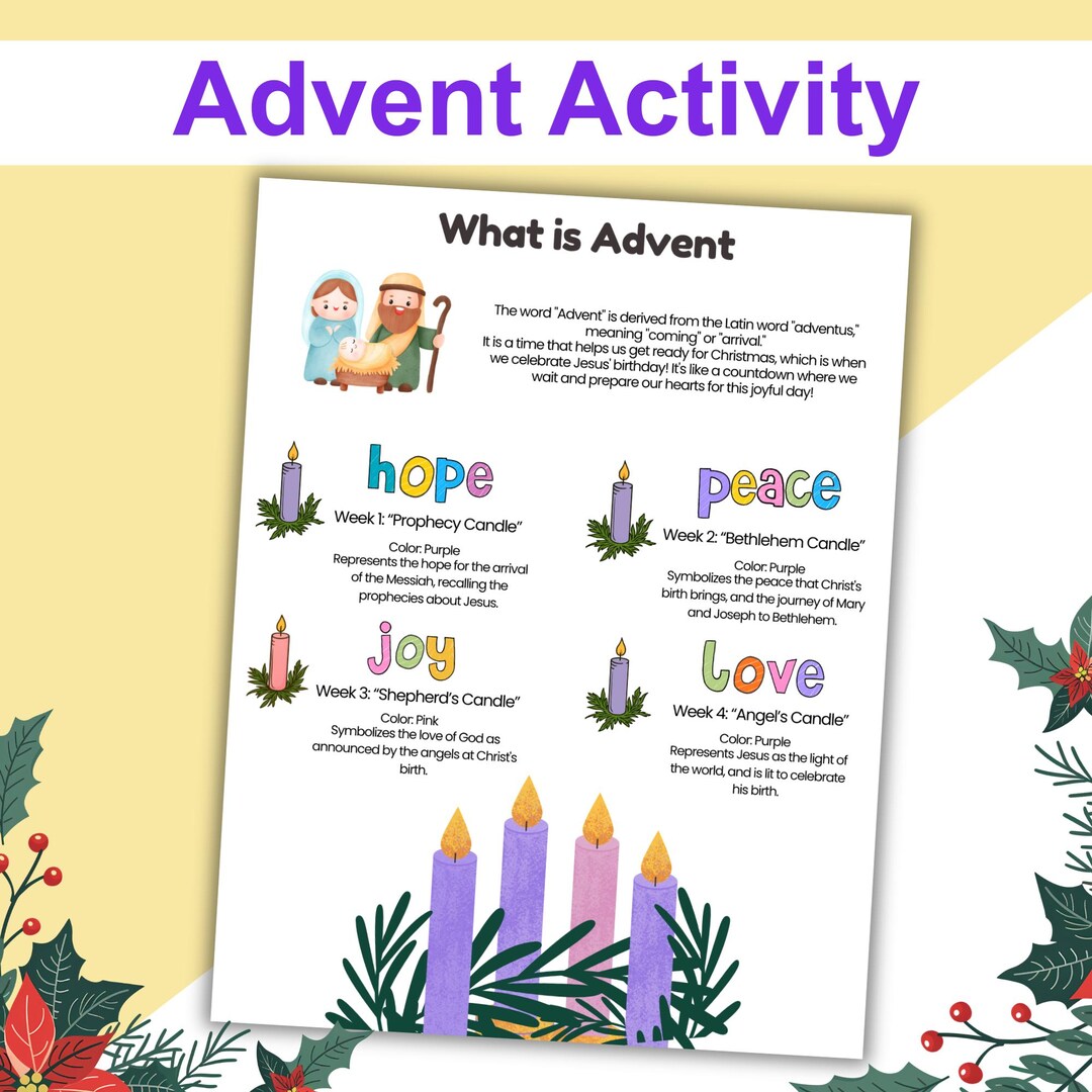 Advent Coloring Pages, Advent Activity for Kids, Sunday School, Advent ...