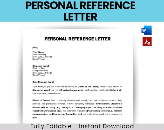 Personal Reference Letter Template, Recommendation Letter Template ...