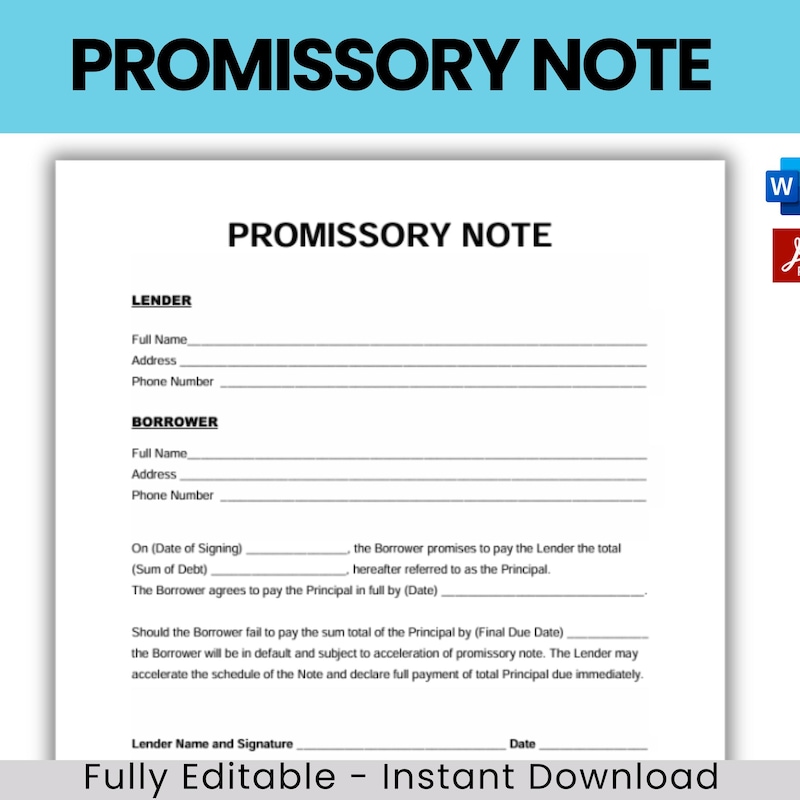 Simple Promissory Note - Etsy