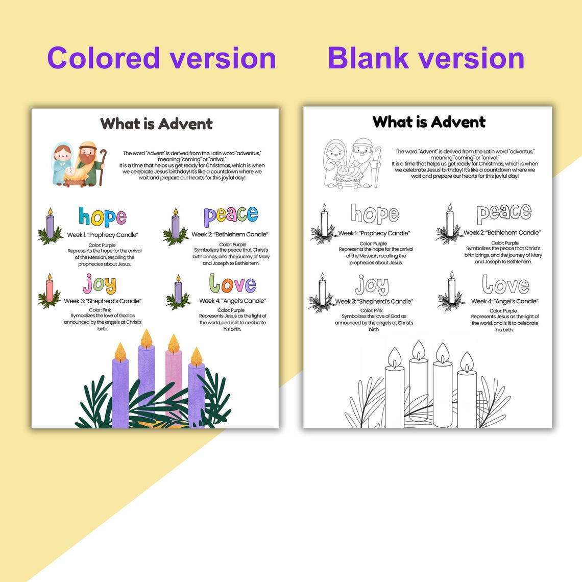 Advent Coloring Pages, Advent Activity for Kids, Sunday School, Advent ...