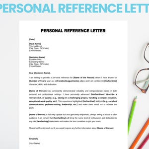 Personal Reference Letter Template, Letter of Recommendation, Character ...
