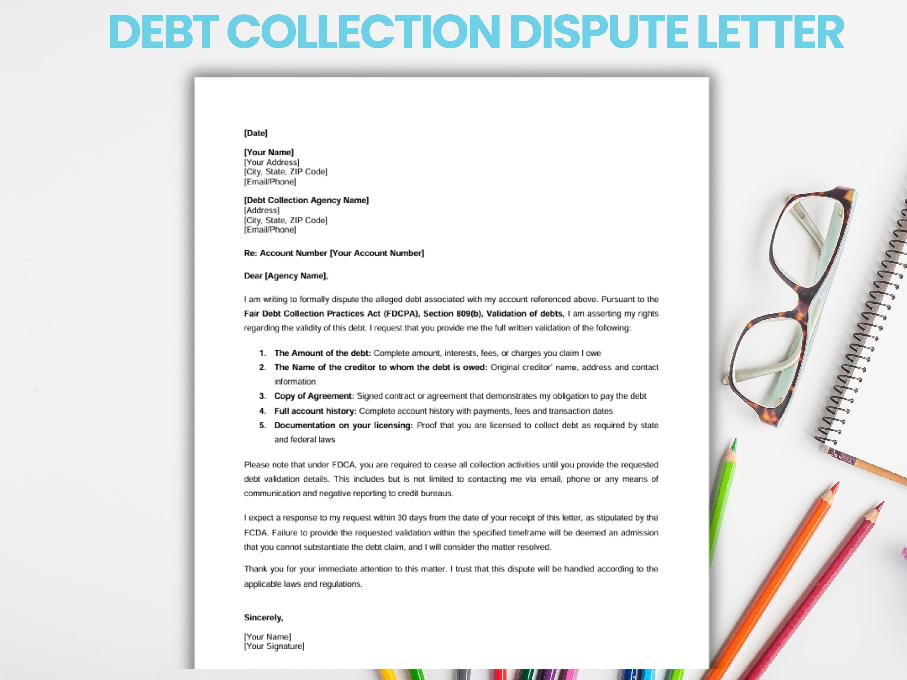 Debt Collection Dispute Letter, Debt Validation Letter, Debt Dispute ...