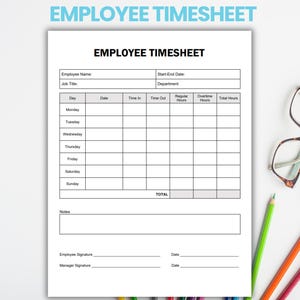 Employee Timesheet, Employee Tracker, Employee Time Sheet, Editable ...