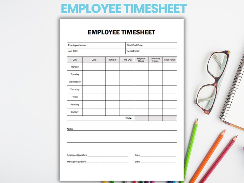 Employee Timesheet, Employee Tracker, Employee Time Sheet, Editable ...