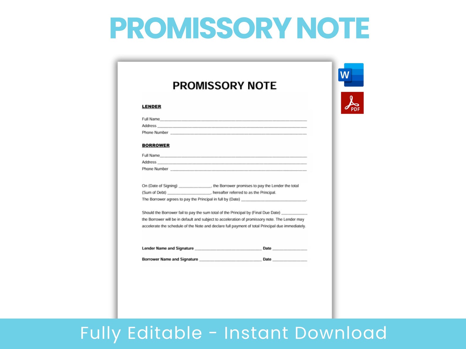 Promissory Note, Promissory Note Templates, Promissory Note Form ...