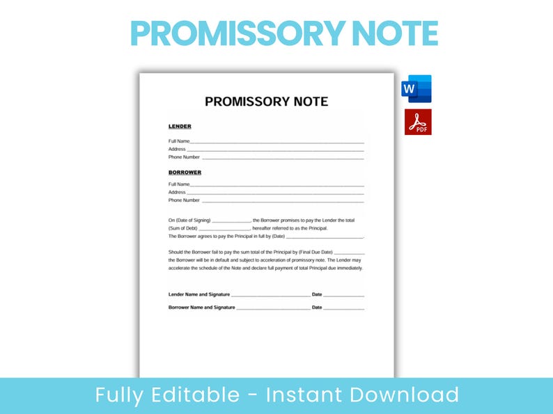 Promissory Note, Promissory Note Templates, Promissory Note Form ...