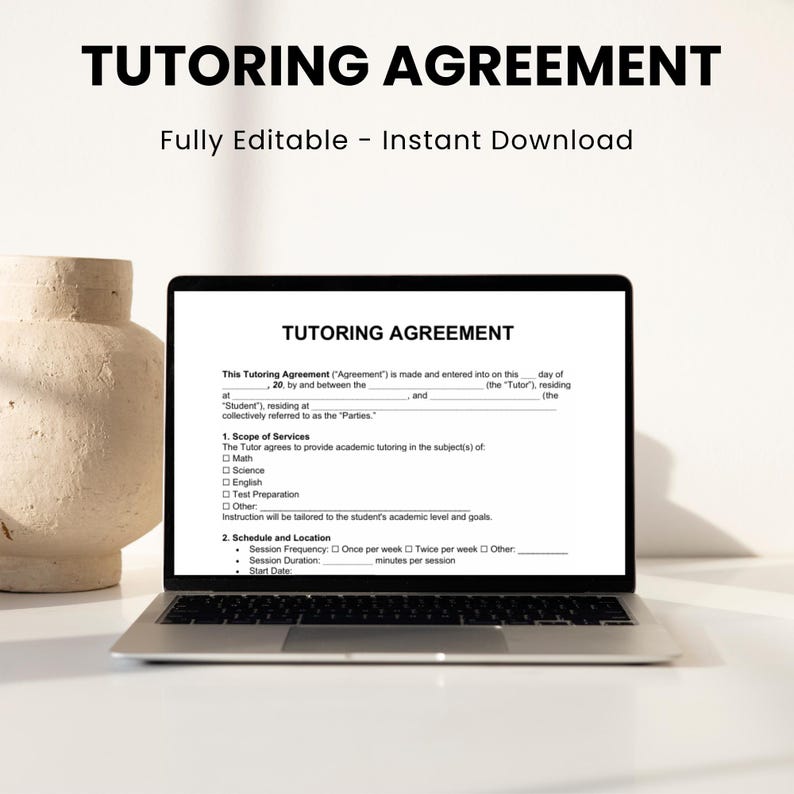 Tutoring Agreement, Tutoring Contract, Summer Tutor, Teaching Contract, Tutoring Services ...