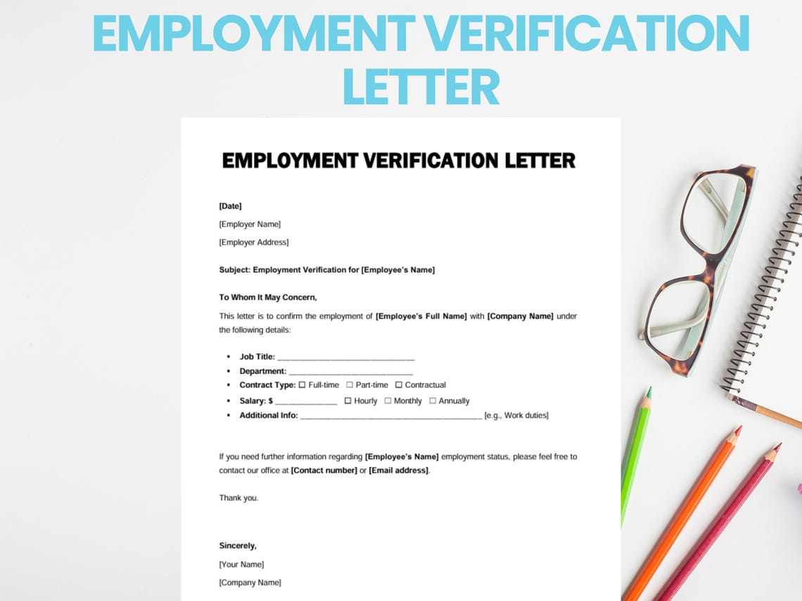 Employment Verification Letter Template, Job Verification Letter ...