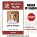 Teacher ID Card Template, Editable ID Template, Custom Teacher, Student ...