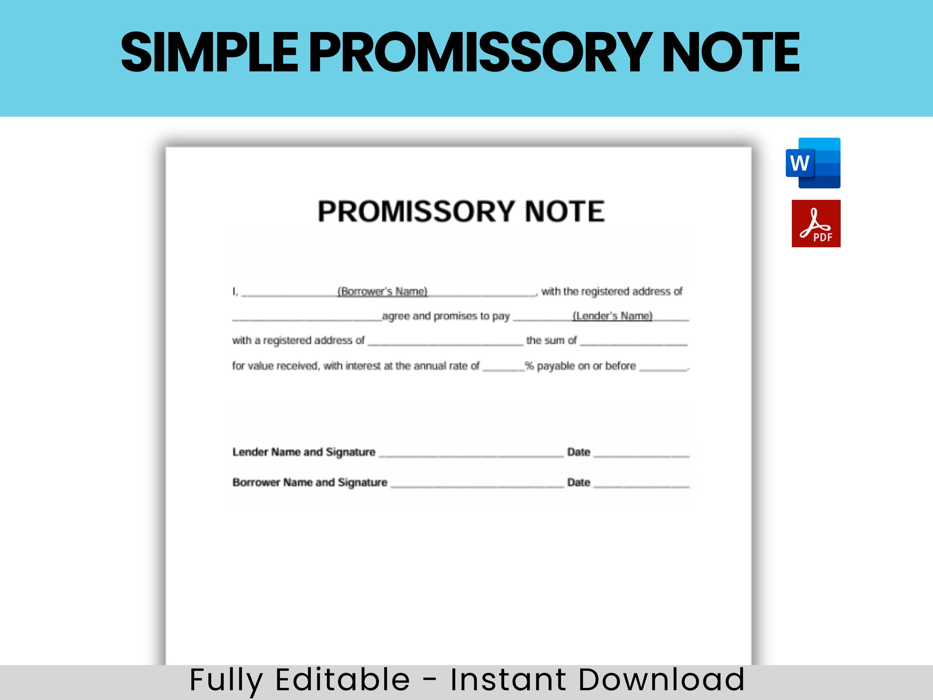Promissory Note, Promissory Note Templates, Promissory Note Form ...