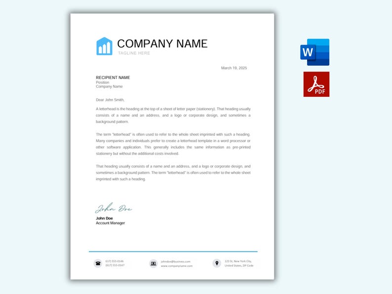 Company Letterhead, Letterhead Template, Business Letterhead ...
