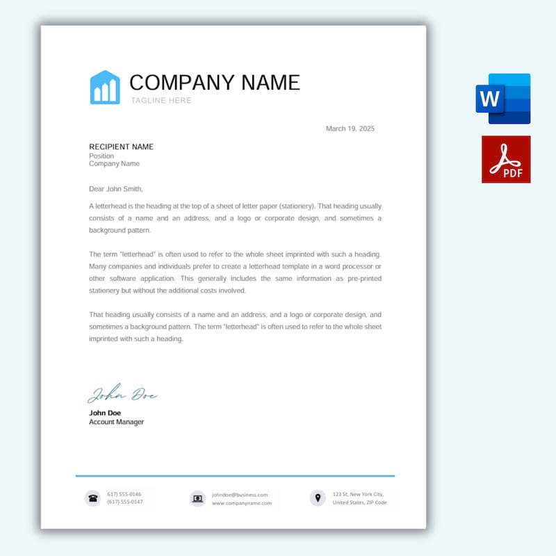 Letterhead Template No Logo - Etsy UK