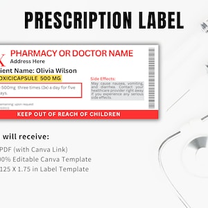 Prescription Label Template, Editable Medicine Label, Pill Bottle Label ...