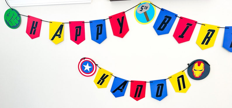 Avengers Birthday Banner, Super Heroes Birthday Banner, Captain America ...
