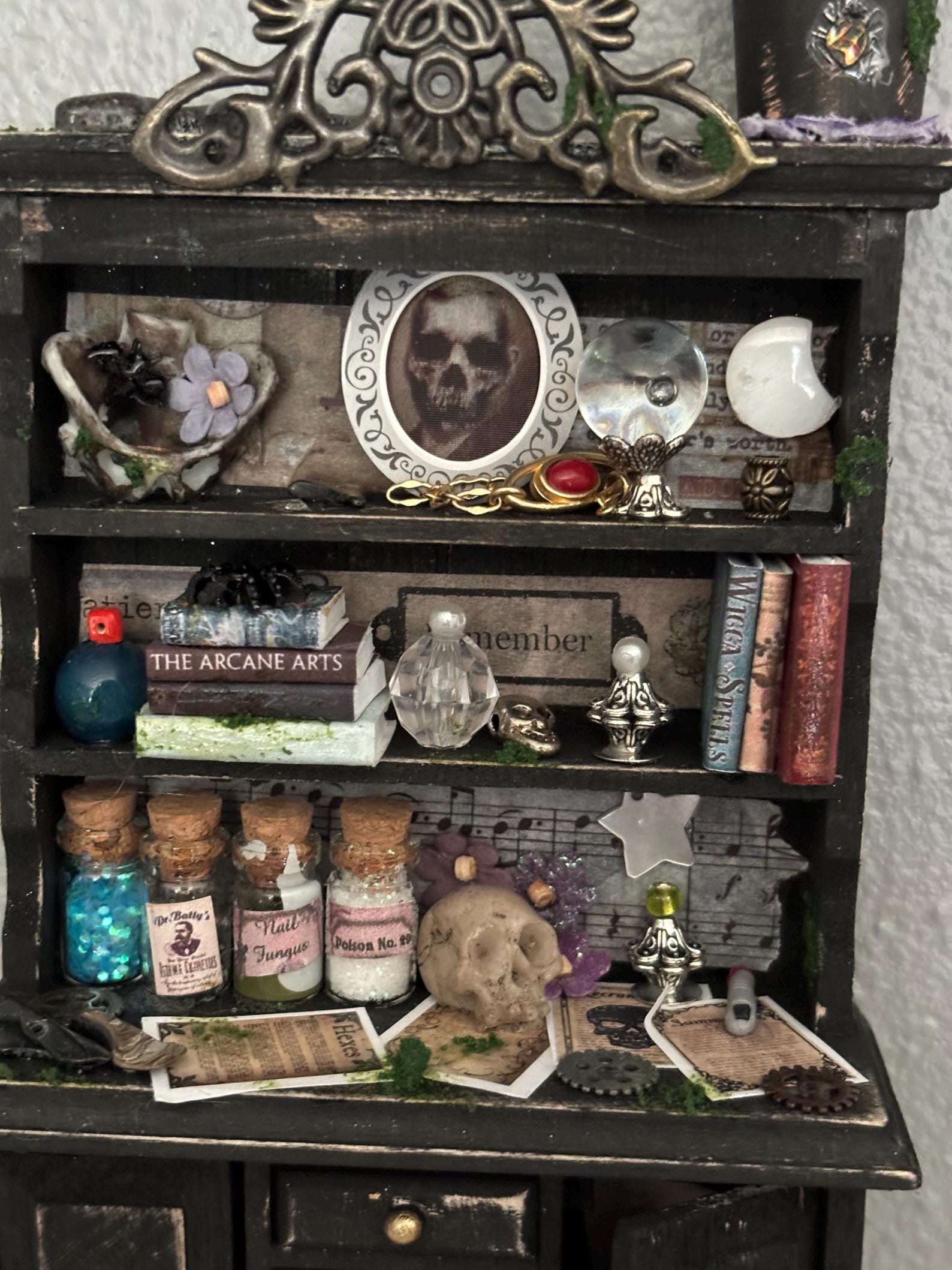 Spooky Miniature Bookshelf With Vintage Jewelry Tiny Halloween Decor - Etsy