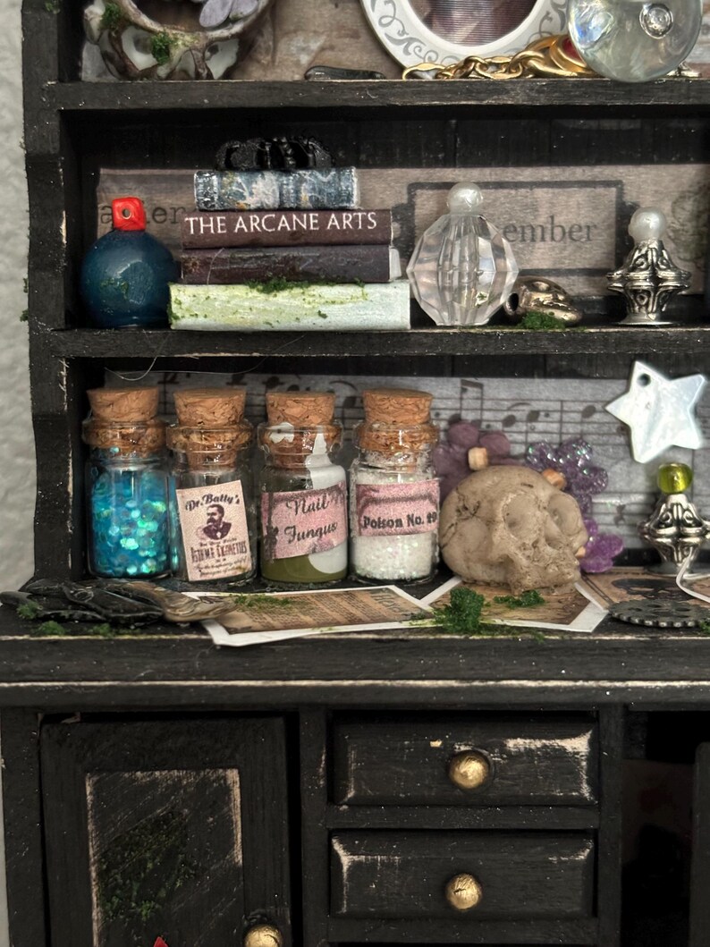 Spooky Miniature Bookshelf With Vintage Jewelry Tiny Halloween Decor - Etsy