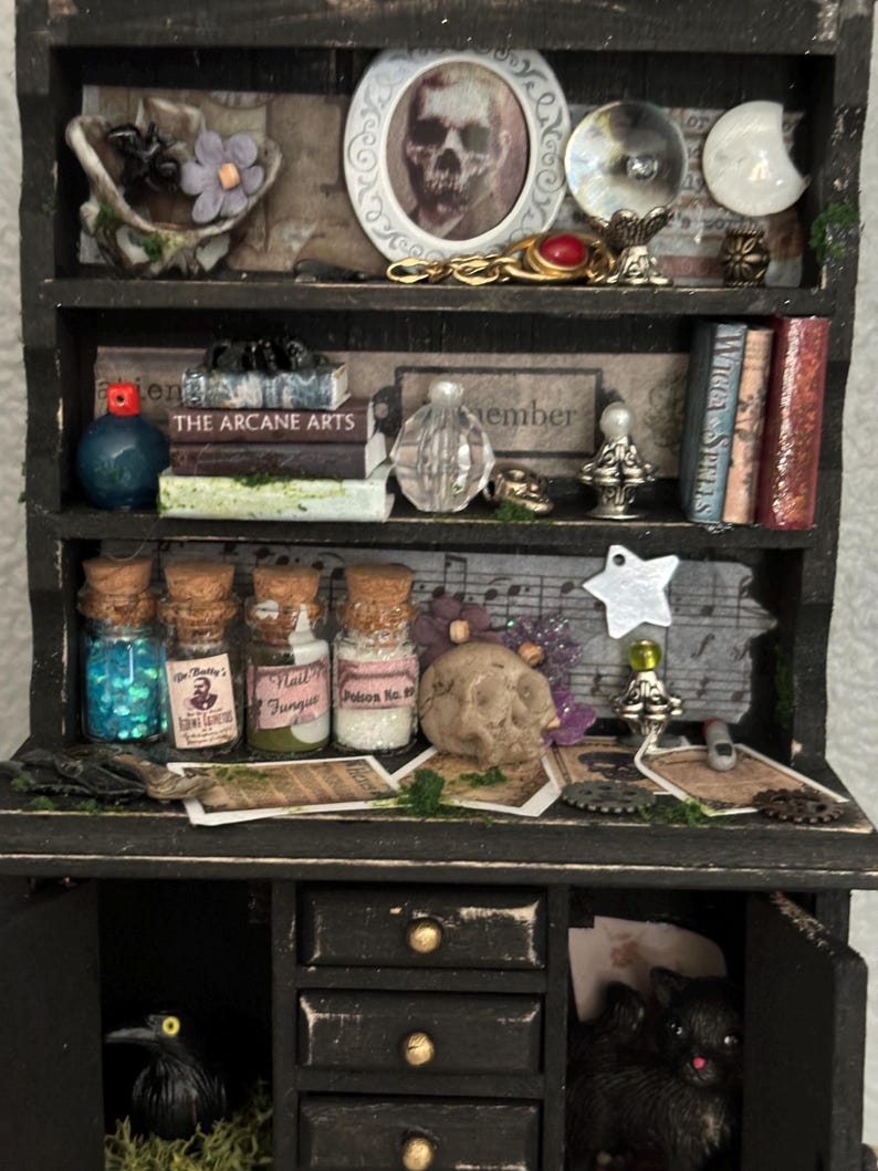 Spooky Miniature Bookshelf With Vintage Jewelry Tiny Halloween Decor - Etsy