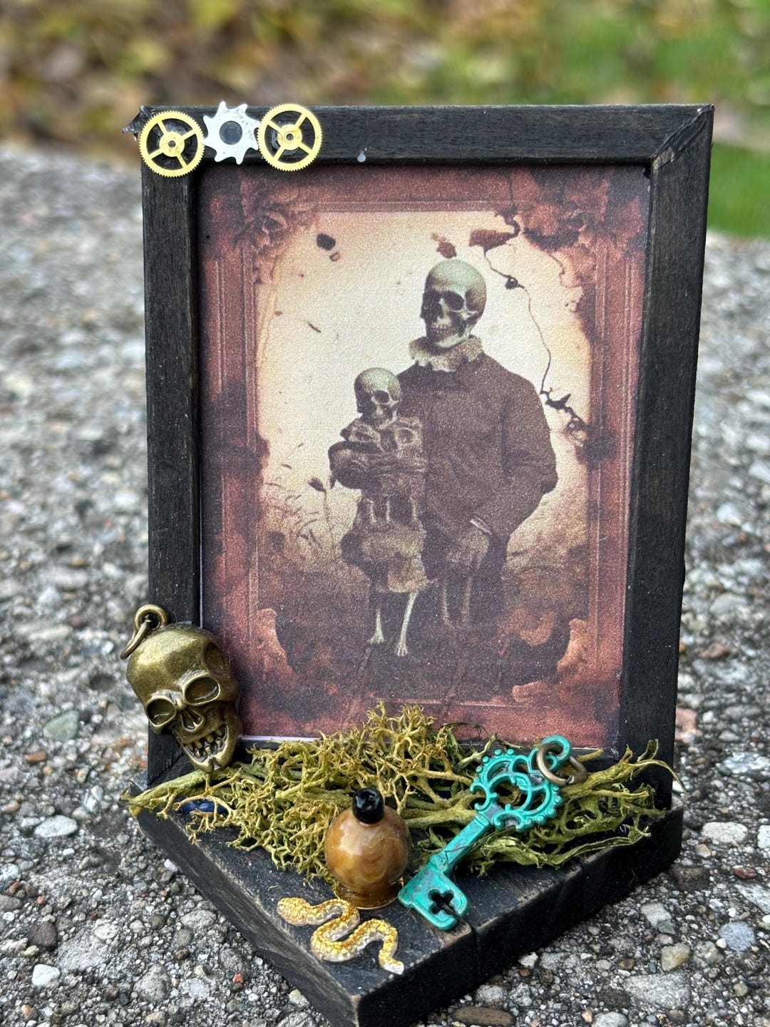 Skeleton Dad With Son Miniature Print - Macabre Gothic Home Decor - Etsy