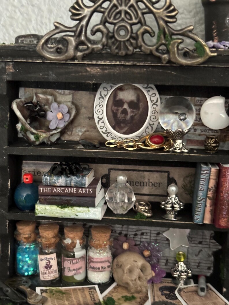 Spooky Miniature Bookshelf With Vintage Jewelry Tiny Halloween Decor - Etsy
