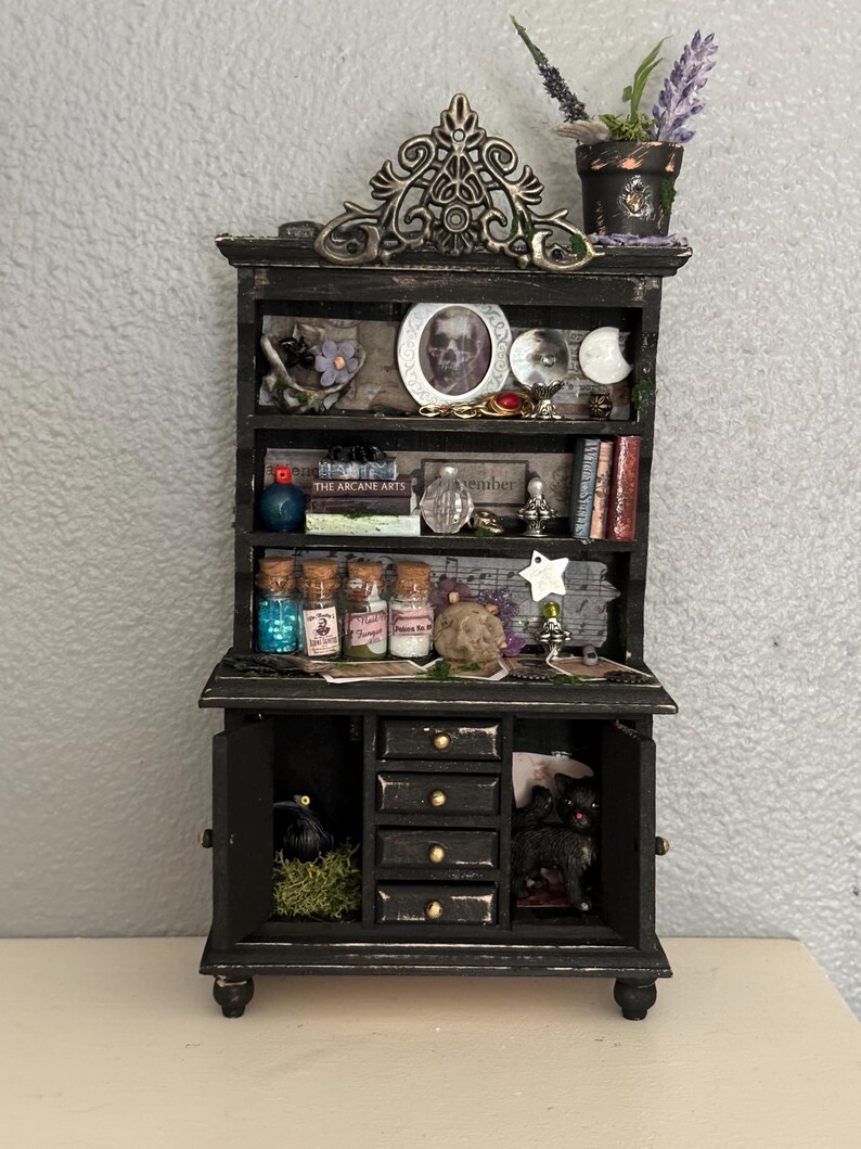 Spooky Miniature Bookshelf With Vintage Jewelry Tiny Halloween Decor - Etsy