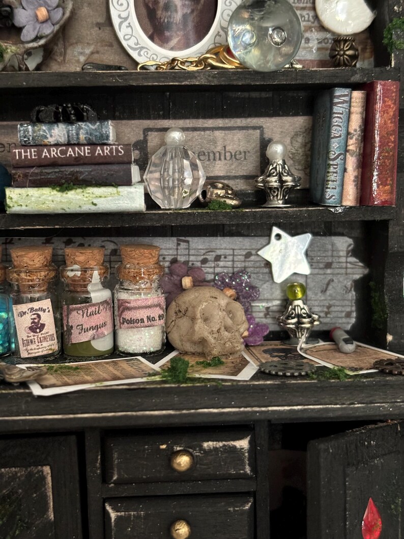 Spooky Miniature Bookshelf With Vintage Jewelry Tiny Halloween Decor - Etsy