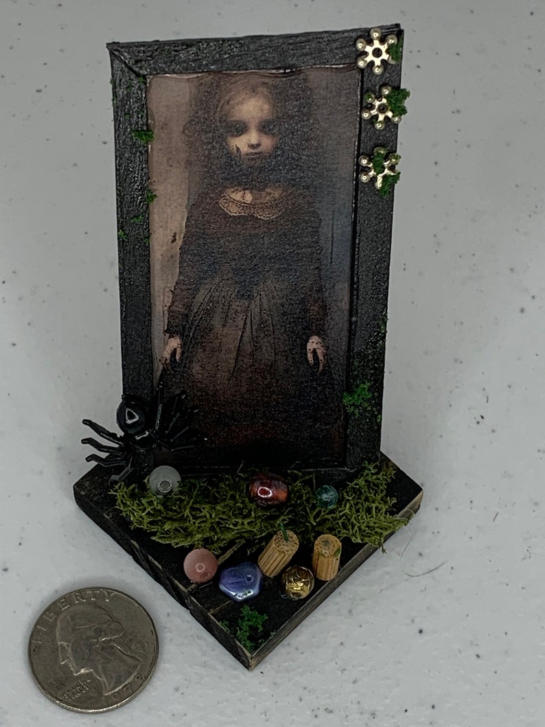 Creepy Girl Miniature Gothic Art With Vintage Jewelry Embellishments - Etsy