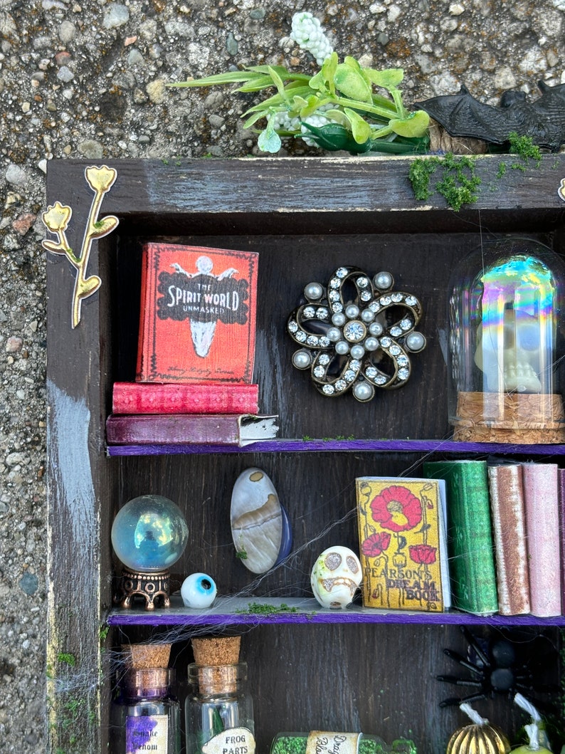 Handmade Miniature Spooky Bookshelf With Vintage Jewelry Quirky Decor ...