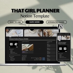 2024 Ultimate Notion Life Planner Dark Mode That Girl Dashboard, Notion Planner, All in One ...