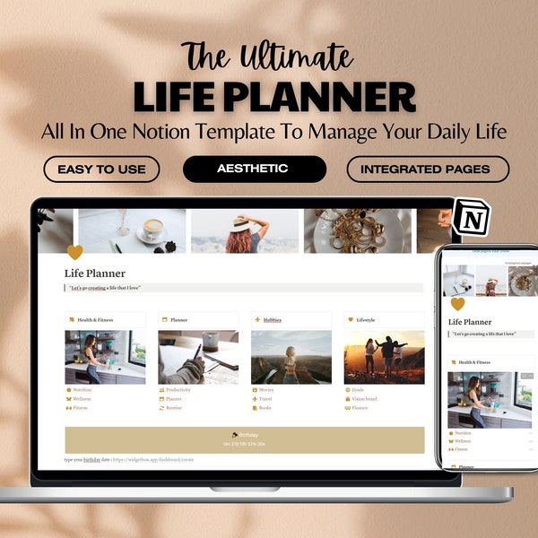 2024 Ultimate Notion Life Planner Dark Mode That Girl Dashboard, Notion Planner, All in One ...