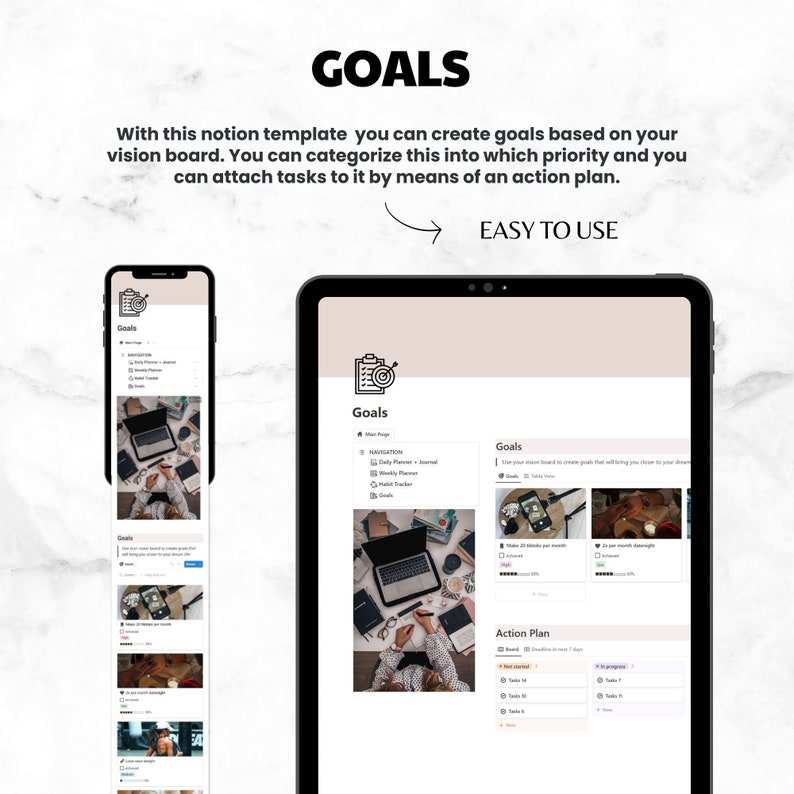 Notion Template Vision Board Aesthetic Goal Planner Daily Planner ...