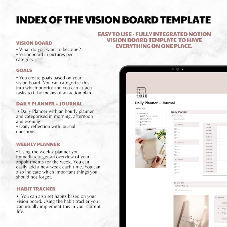Notion Template Vision Board Aesthetic Goal Planner Daily Planner ...