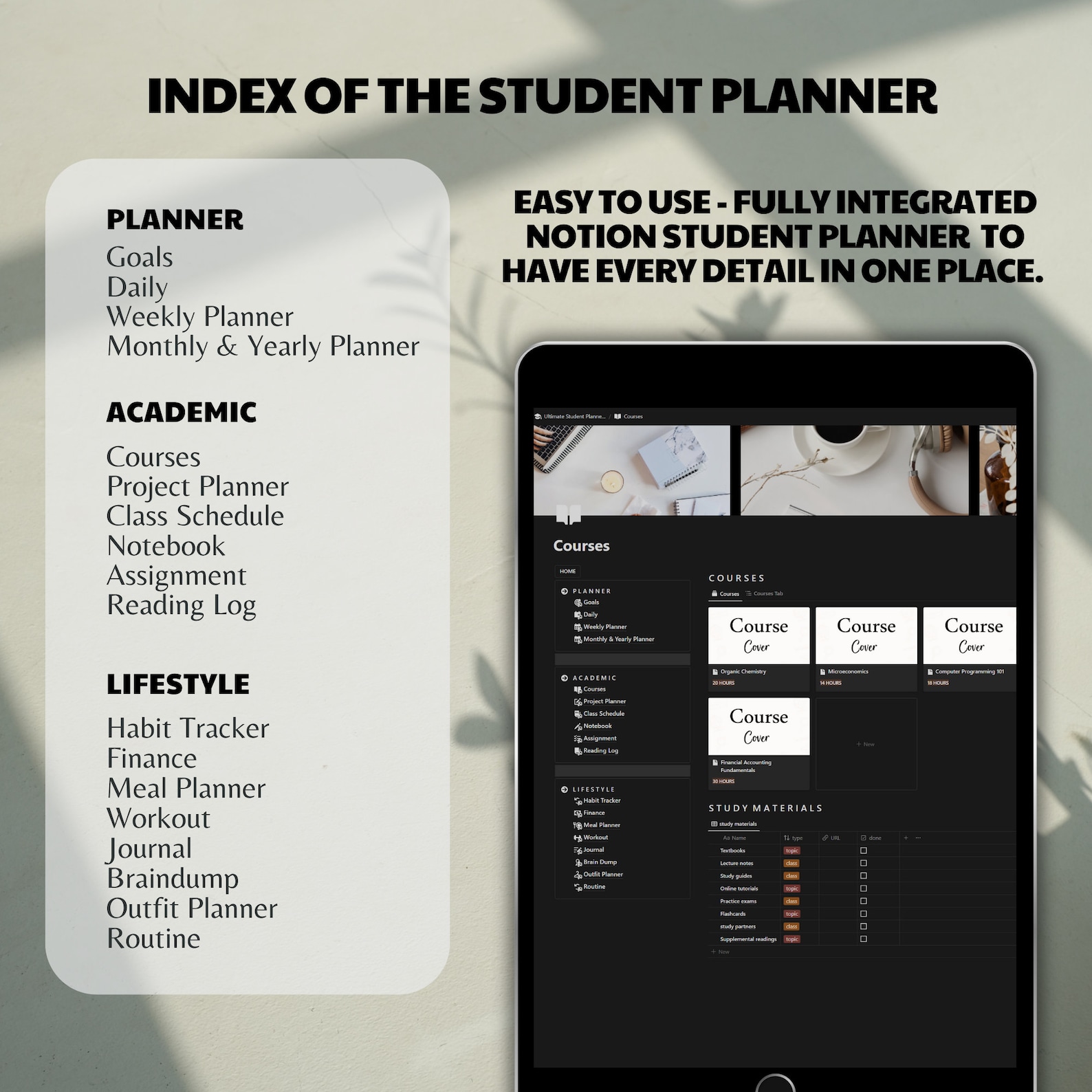 Ultimate Student Planner Notion Template Dark Mode Notion Life Planner ...