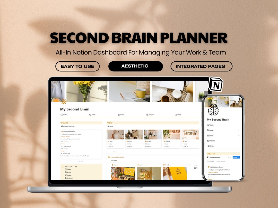 Notion Second Brain, Notion Dashboard, Notion Template 2024, Notion Planner, Notion All in One ...