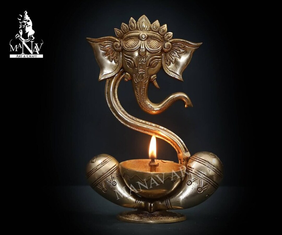 Brass Ganesha Statue, 23 CM Golden Ganesha Statue, Ganesha for New ...