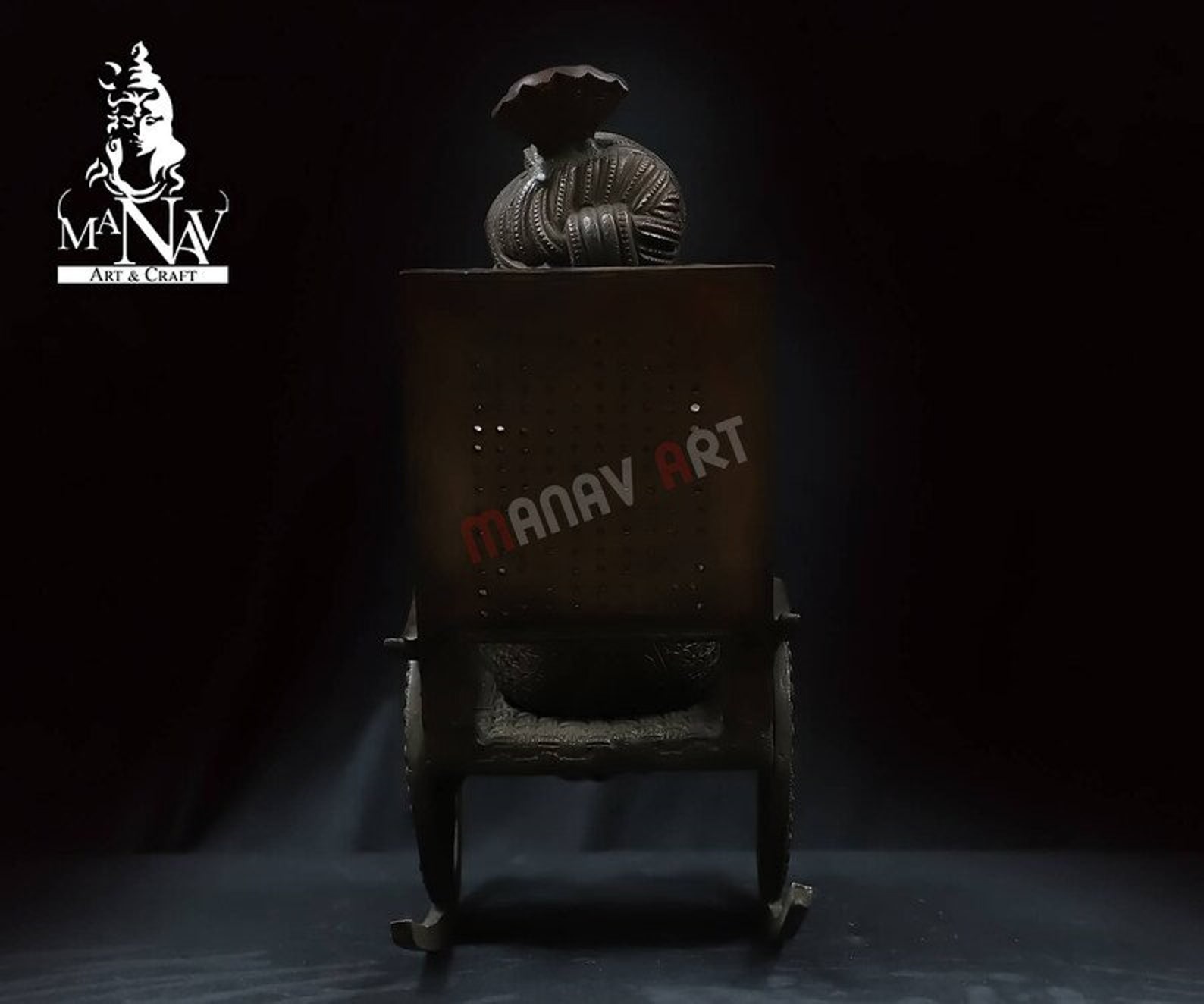 Brass Ganesha Statue, 40 CM Ganesh Idol on Rocking Chair, Book Reading ...