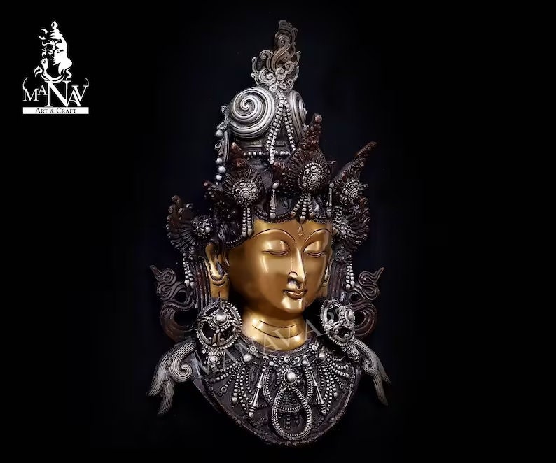 Brass Tara Face, 40 CM Tara Face Mask, Wall Hanging Tara Face, Tara ...