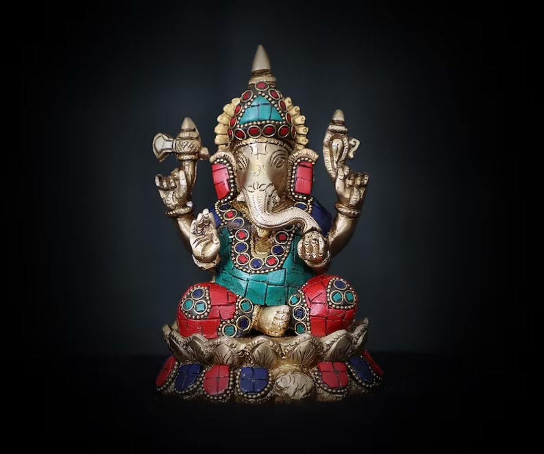 Ganesha Statue- 15 CM Ganesh Statue in Brass, Ganesh Figurine, Ganesha ...