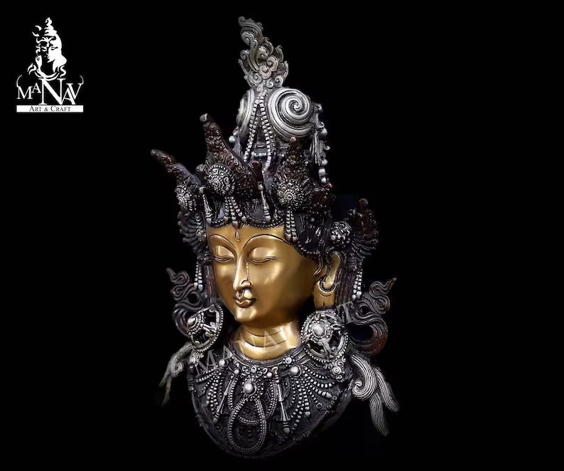 Brass Tara Face, 40 CM Tara Face Mask, Wall Hanging Tara Face, Tara ...