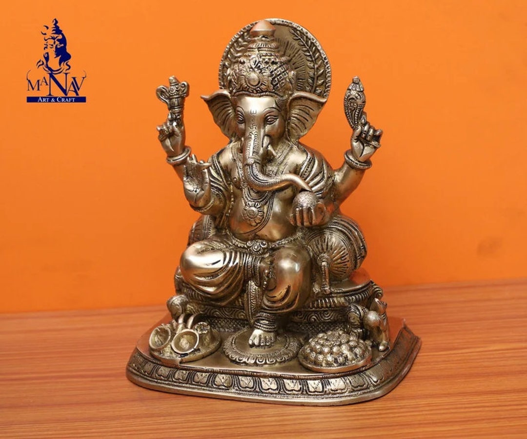 Ganesha Statue- 30 CM Ganesh Statue in Fine Brass, Ganesh Figurine ...