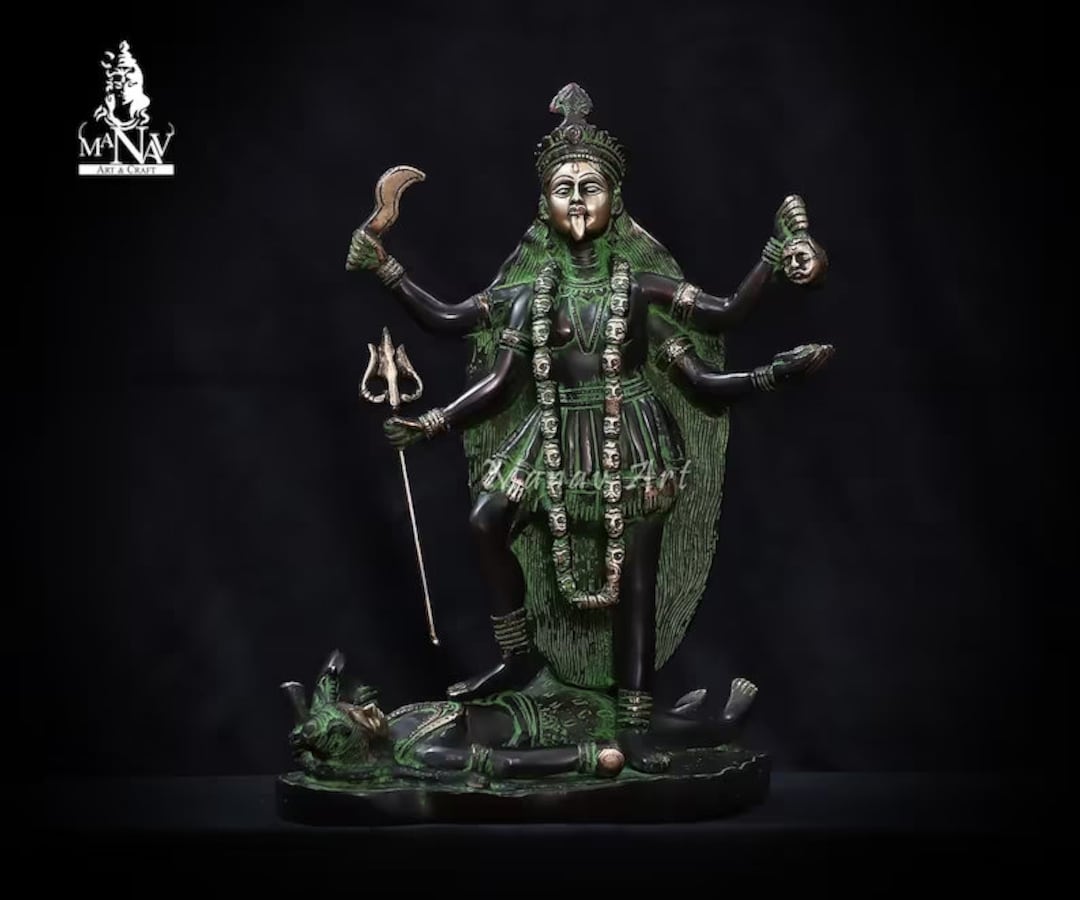 Brass Maha Kali Statue, Goddess Kali Maa 32 CM Statue, Kalika, Kali ...