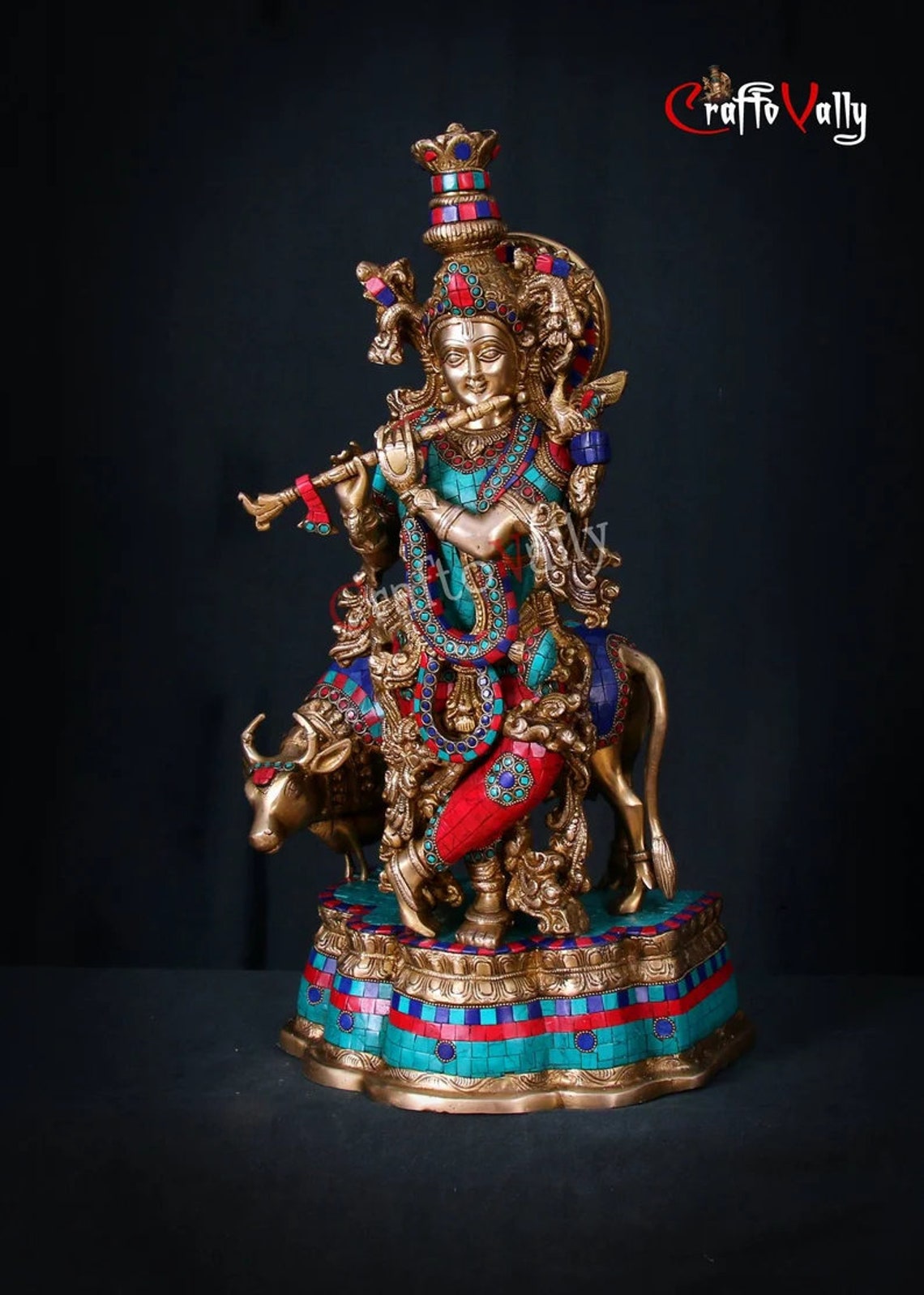 Krishna Statue- With Cow 55 CM Statue, Big Size Cow Krishna,banke ...