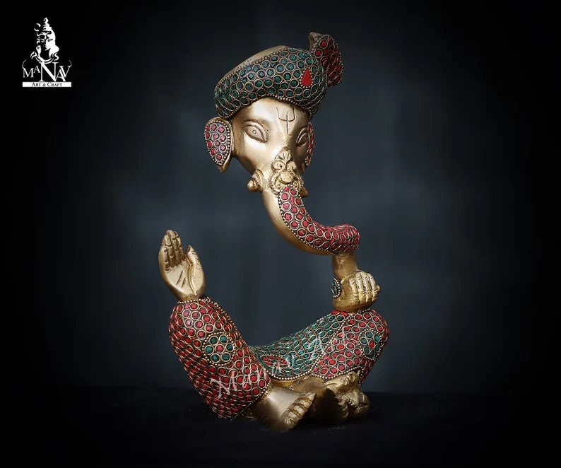 Brass Ganesha Statue- 25 CM Brass Ganesh Statue, Abstract Ganpati ...