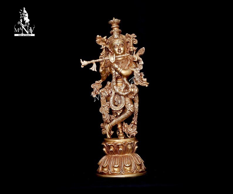 Brass Krishna Statue 45 CM Krishna Idol, Krishna Figurine, Krishna ...