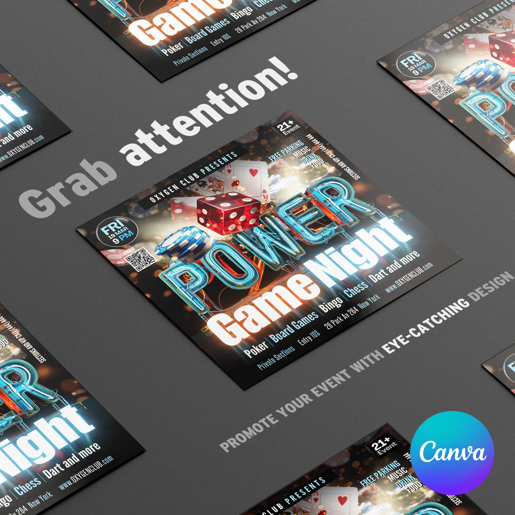 EDITABLE Canva Game Night Flyer, Club Flyer, Night Club, Adult Event ...