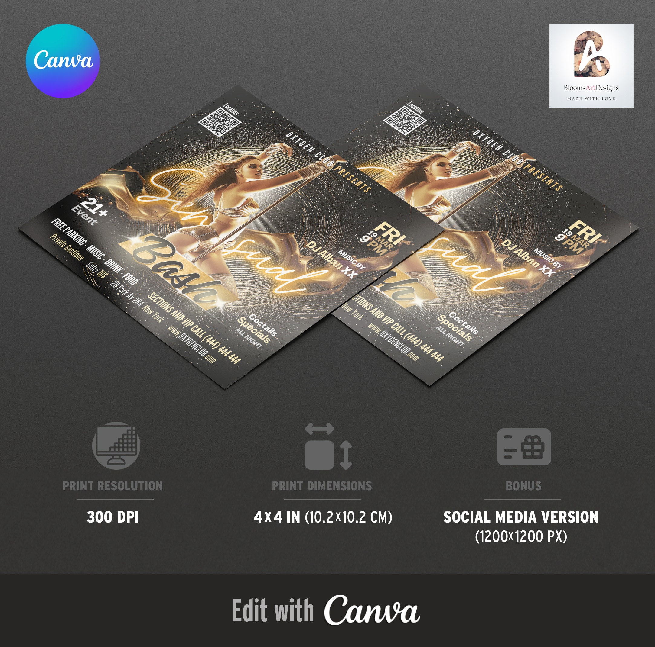 EDITABLE Canva Flyer, Club Flyer, Night Club, Girls, Adult Event Flyer ...